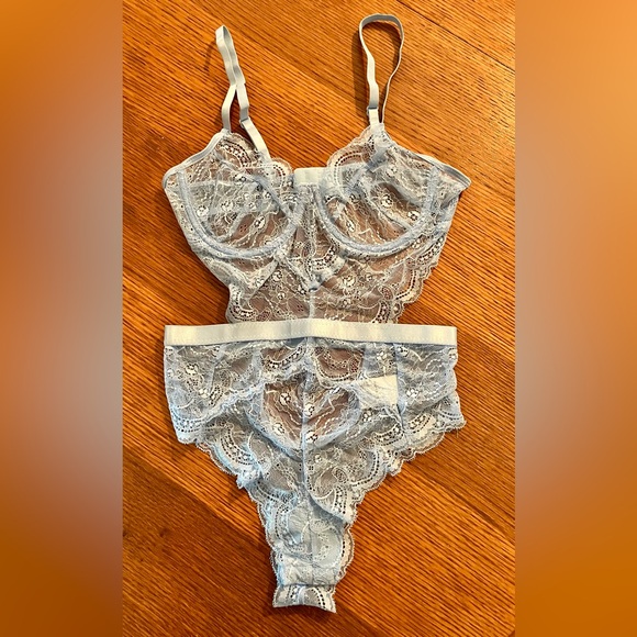 no brand | Intimates & Sleepwear | Light Blue Lace Teddy | Poshmark